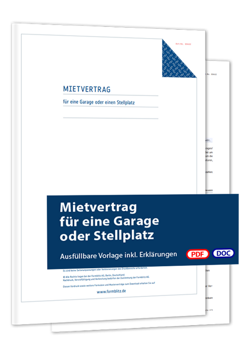 Mietvertrag für eine Garage und Stellplatz – Mustervorlage als PDF und ...